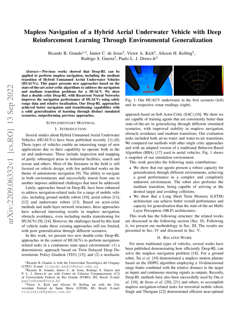 Mapless Navigation Of A Hybrid Aerial Underwater Vehicle With Deep 5340
