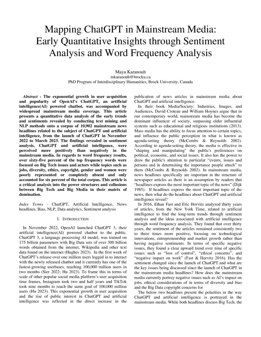 Mapping ChatGPT in Mainstream Media: Early Quantitative Insights ...