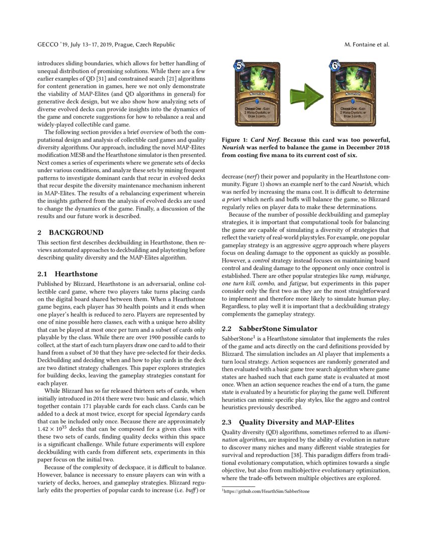 Mapping Hearthstone Deck Spaces through MAP-Elites with Sliding ...
