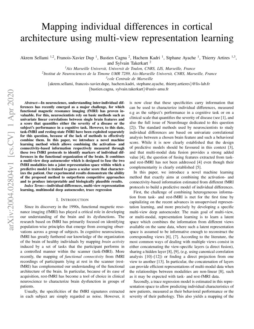 Mapping individual differences in cortical architecture using multi ...