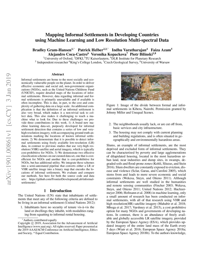 Mapping Informal Settlements in Developing Countries using Machine Learning and Low Resolution ...