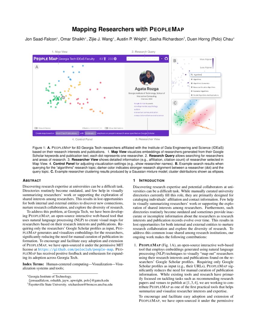 Mapping Researchers with PeopleMap | DeepAI