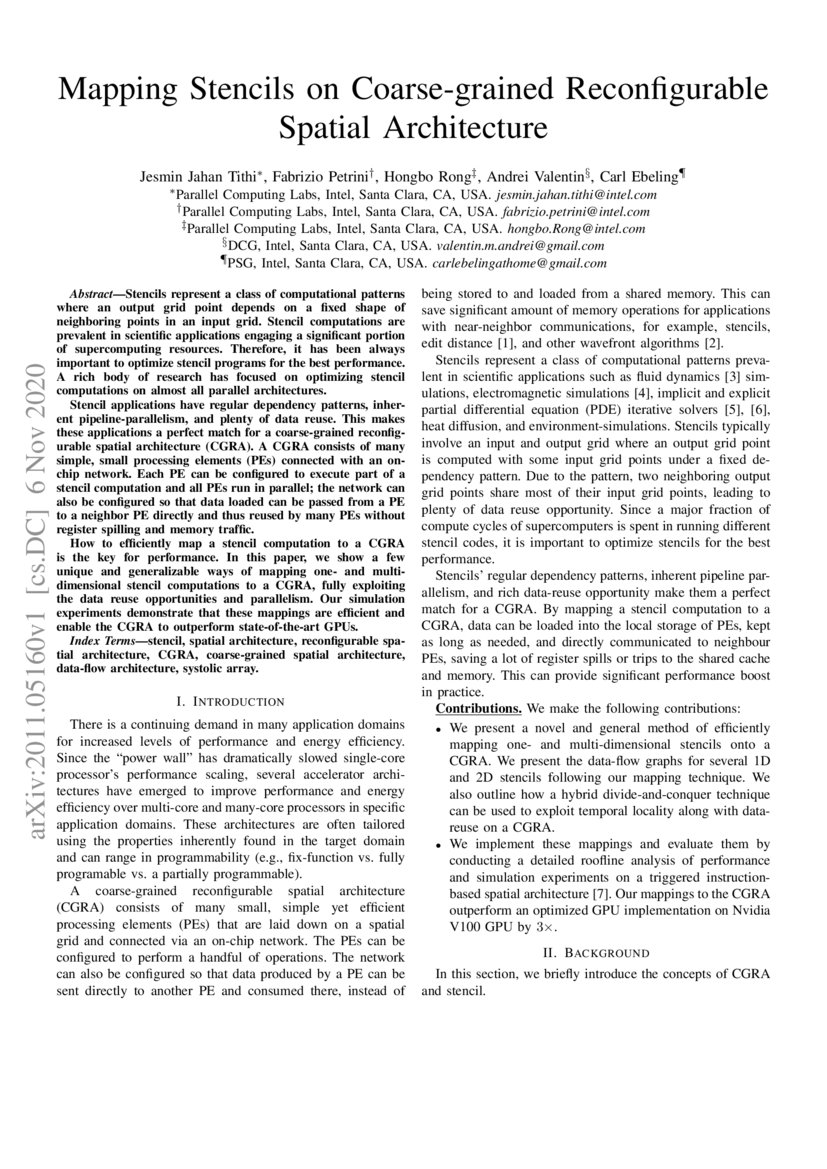Mapping Stencils On Coarse Grained Reconfigurable Spatial Architecture Deepai