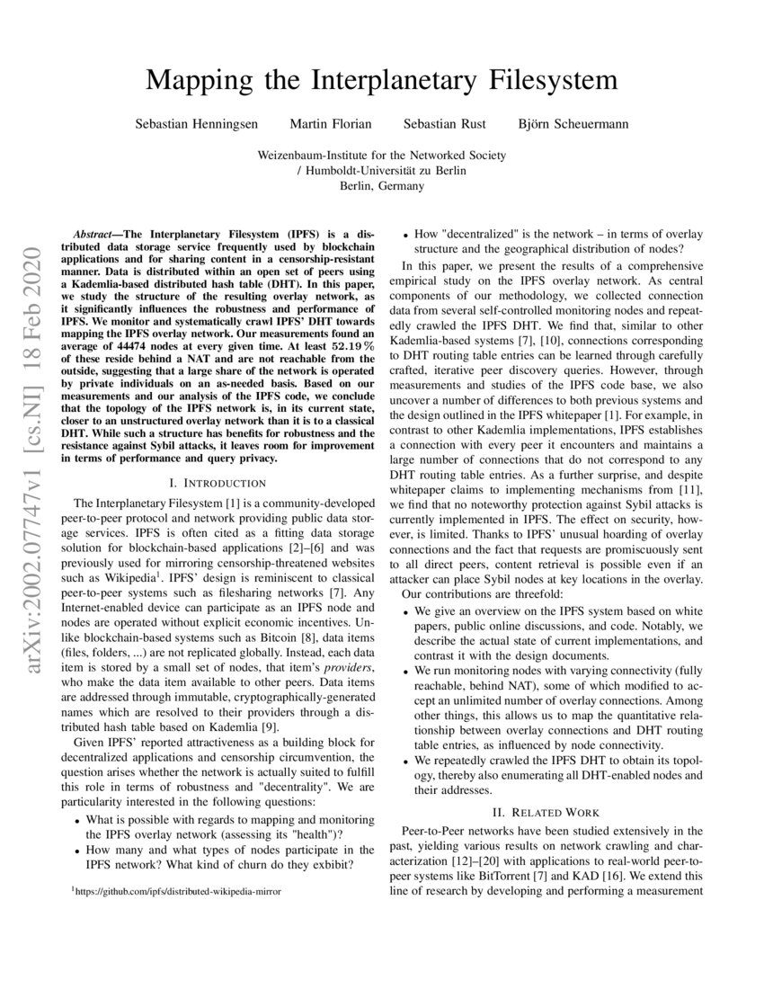 Mapping the Interplanetary Filesystem | DeepAI