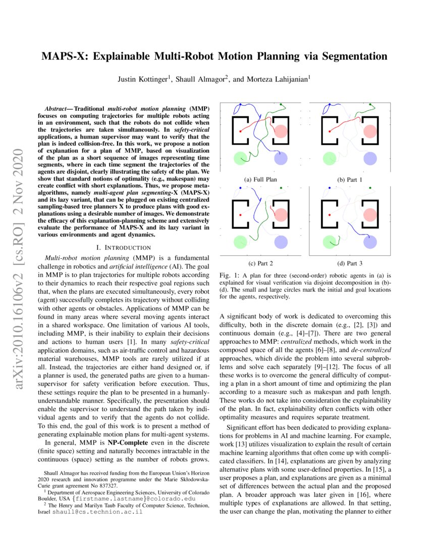 MAPS-X: Explainable Multi-Robot Motion Planning via Segmentation | DeepAI