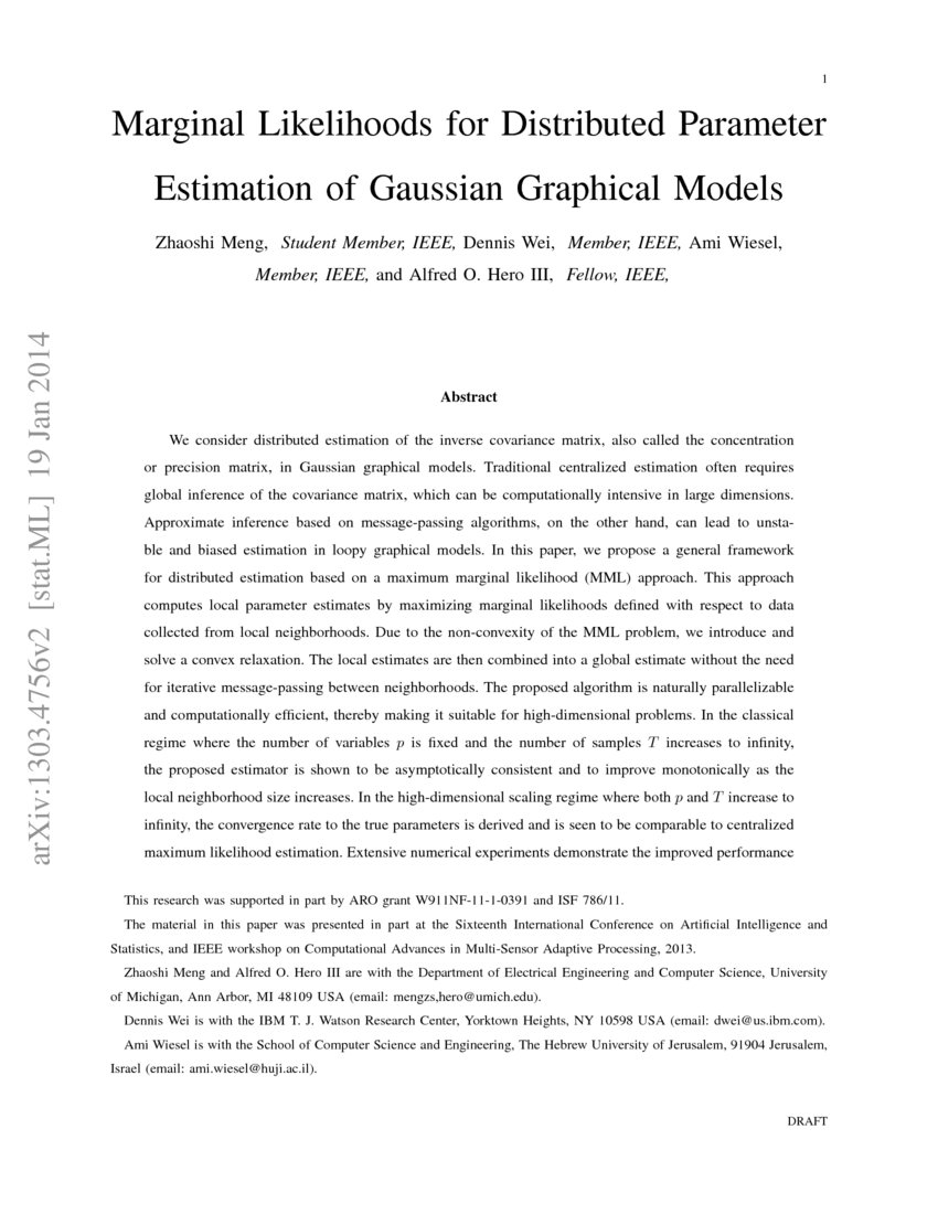 Marginal Likelihoods for Distributed Parameter Estimation of Gaussian Graphical Models | DeepAI