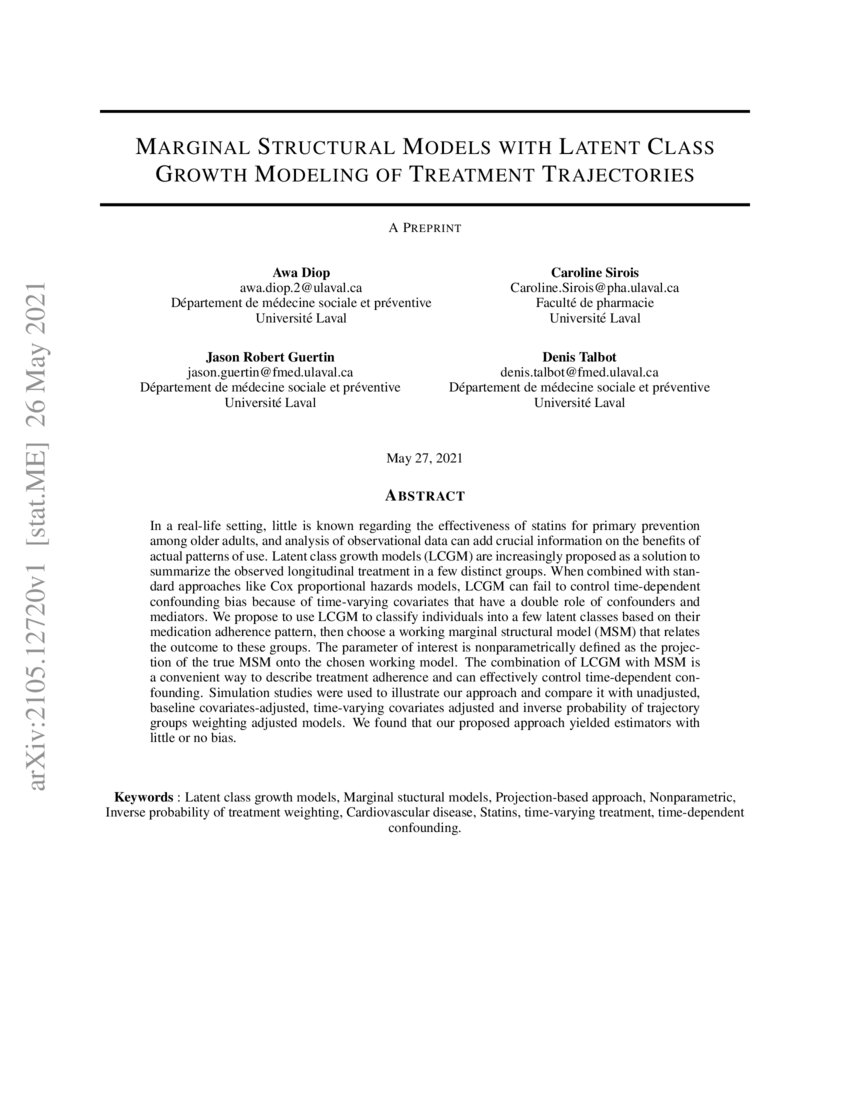Marginal Structural Models With Latent Class Growth Modeling Of