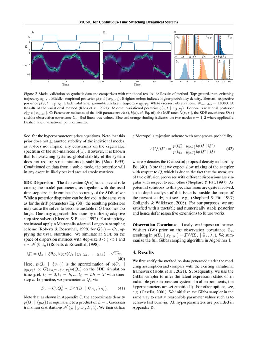 Markov Chain Monte Carlo For Continuous Time Switching Dynamical