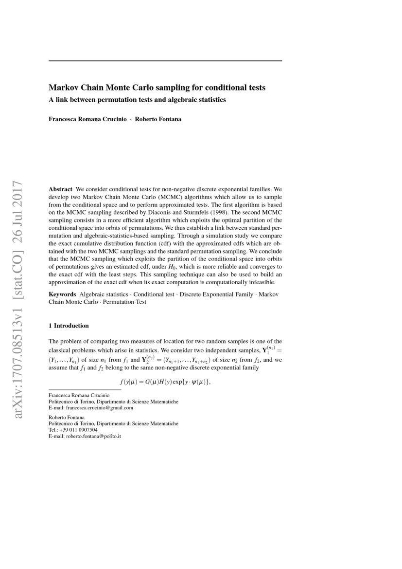 Markov Chain Monte Carlo Sampling For Conditional Tests A Link Between Permutation Tests And