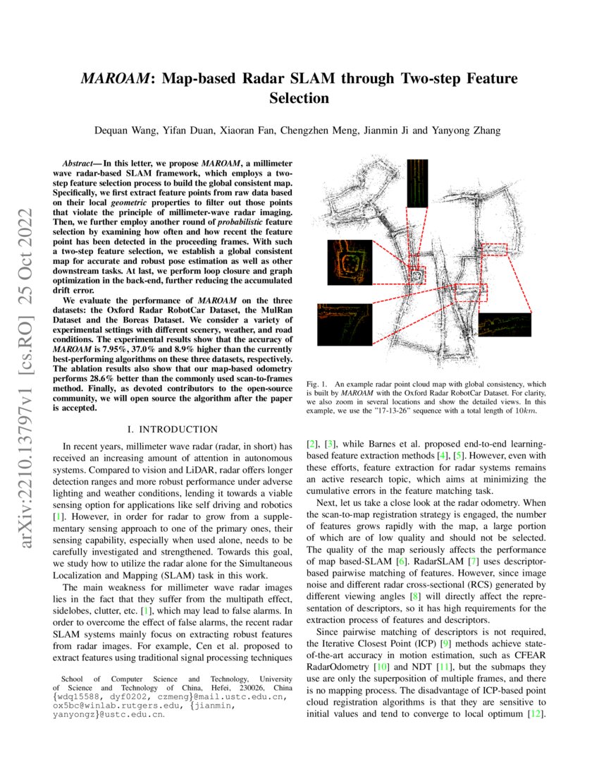MAROAM: Map-based Radar SLAM through Two-step Feature Selection | DeepAI