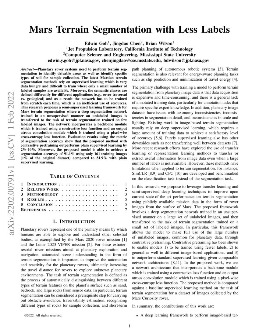 Mars Terrain Segmentation with Less Labels | DeepAI