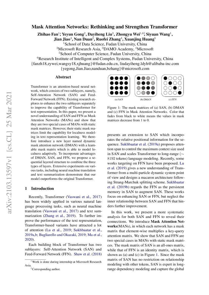 Mask Attention Networks: Rethinking and Strengthen Transformer | DeepAI