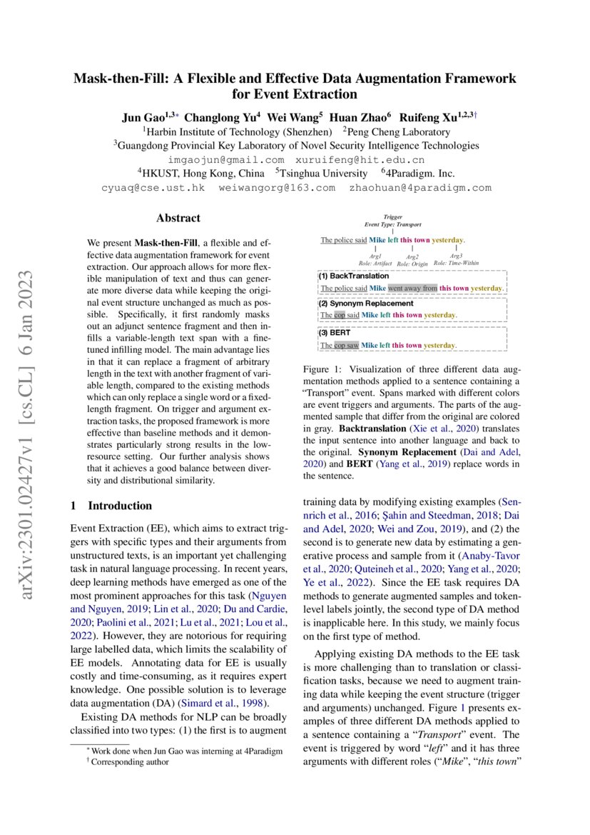 Mask-then-Fill: A Flexible and Effective Data Augmentation Framework for Event Extraction | DeepAI