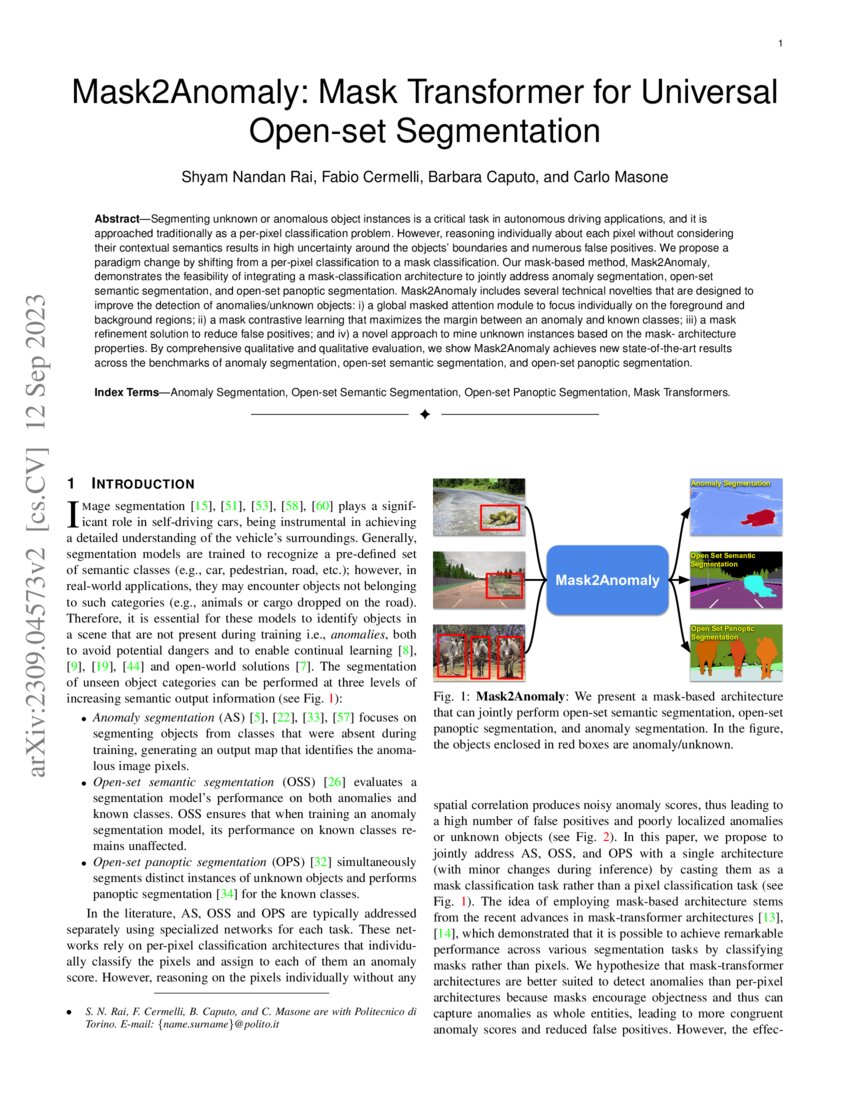 Mask2Anomaly: Mask Transformer for Universal Open-set Segmentation | DeepAI