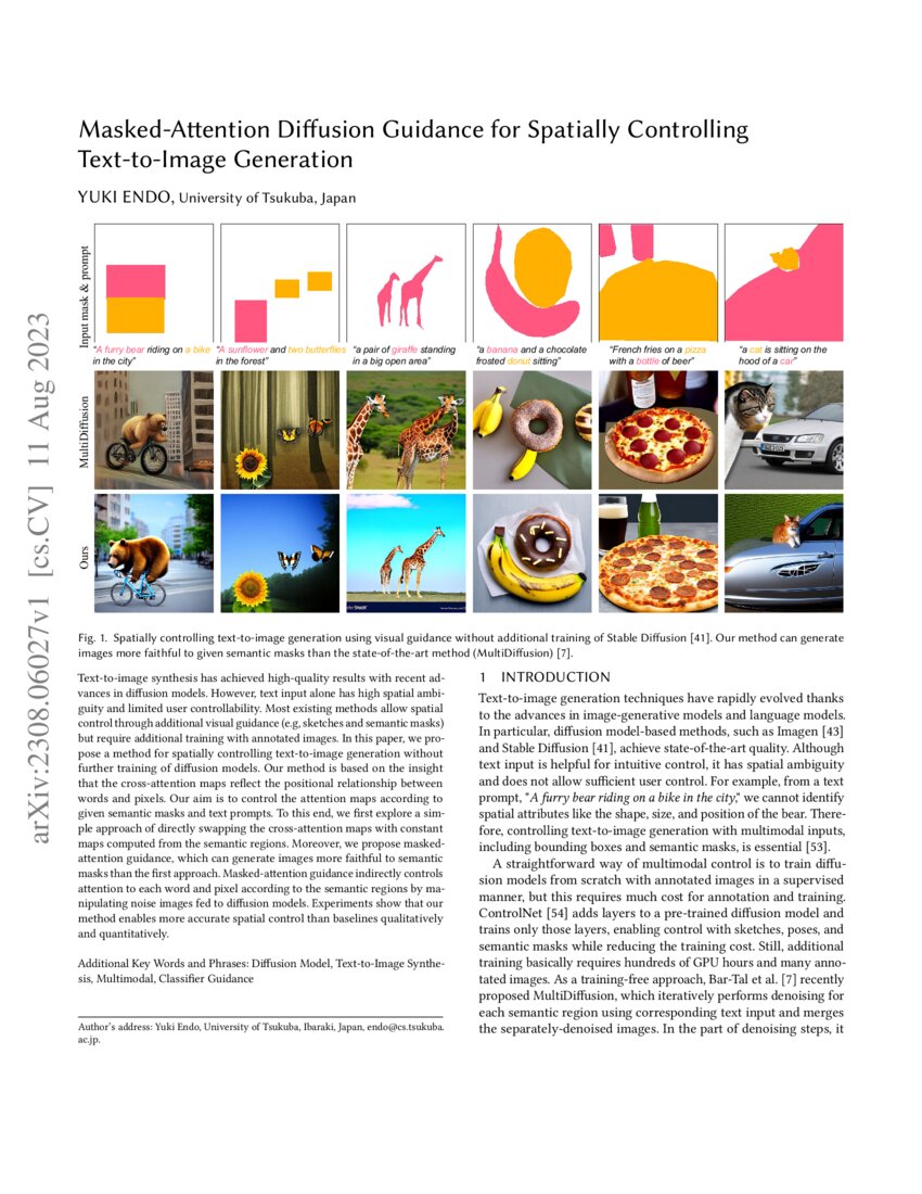 Masked Attention Diffusion Guidance For Spatially Controlling Text To Image Generation Deepai