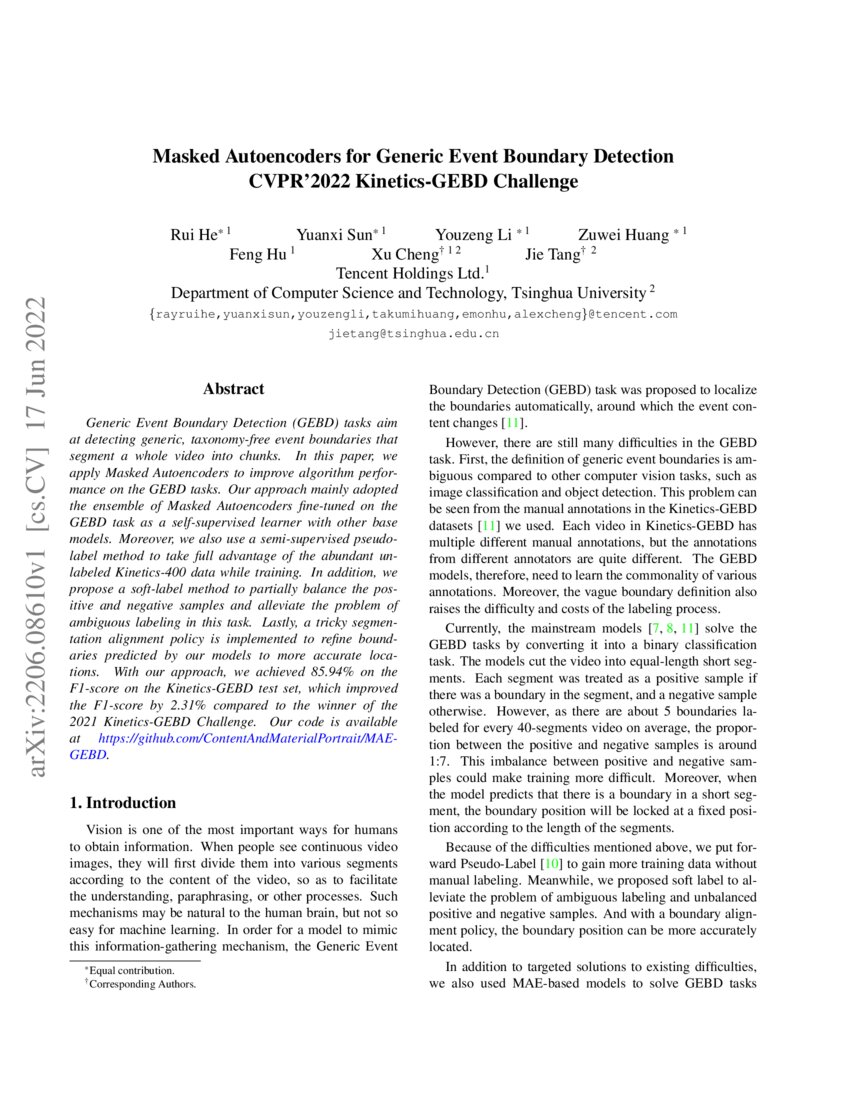 Masked Autoencoders for Generic Event Boundary Detection CVPR'2022 ... Masked Autoencoders for Generic Event Boundary Detection CVPR'2022 ...