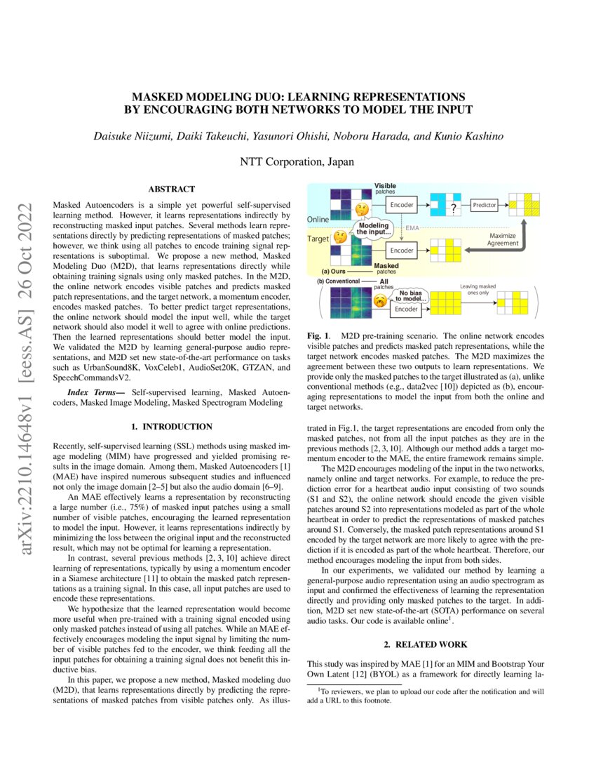Masked Modeling Duo: Learning Representations by Encouraging Both ...