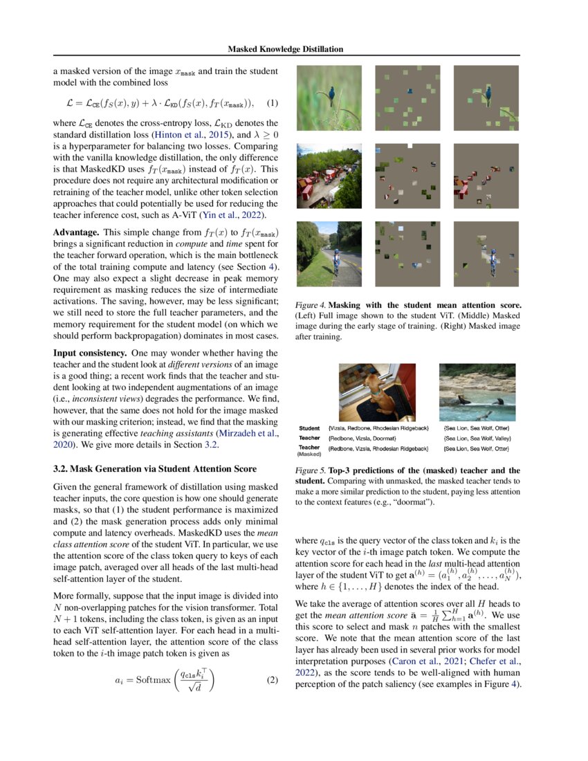 MaskedKD: Efficient Distillation of Vision Transformers with Masked Images | DeepAI