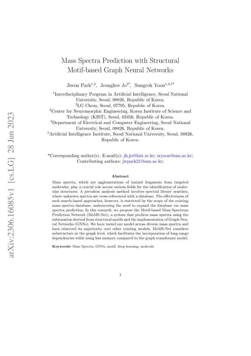 Mass Spectra Prediction With Structural Motif Based Graph Neural Networks Deepai