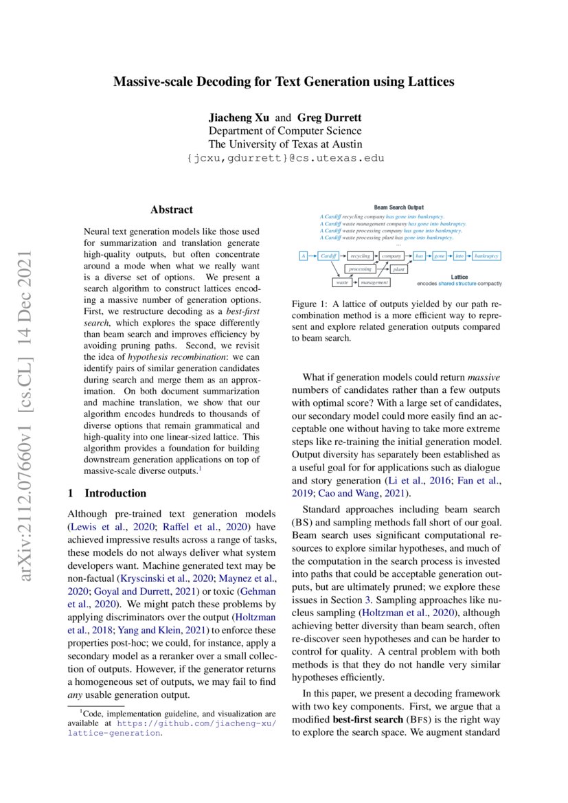 Massive-scale Decoding for Text Generation using Lattices | DeepAI