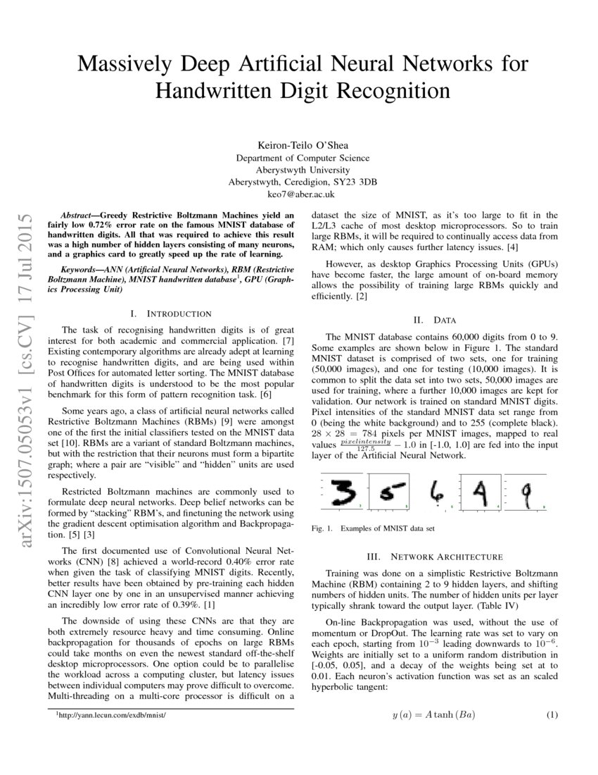Massively Deep Artificial Neural Networks For Handwritten Digit