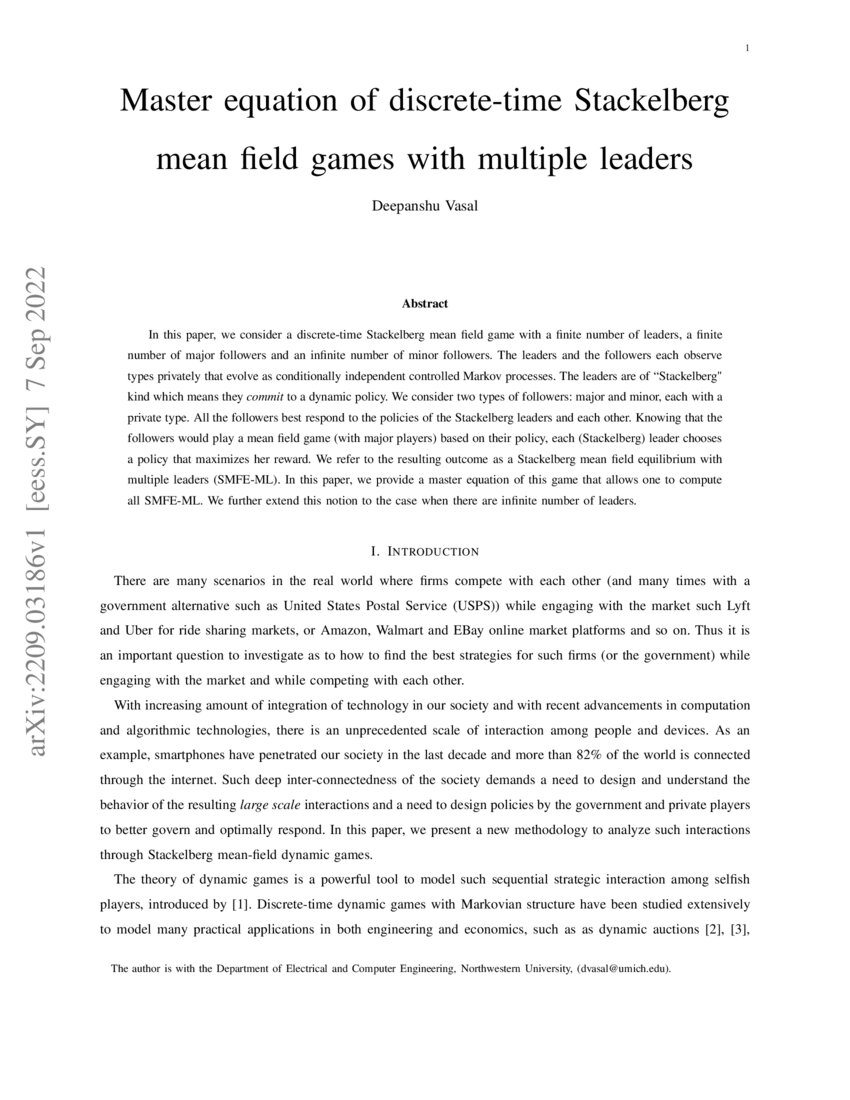 Master Equation Of Discrete Time Stackelberg Mean Field Games With Multiple Leaders Deepai