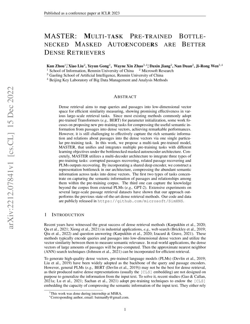 MASTER: Multi-task Pre-trained Bottlenecked Masked Autoencoders are ...