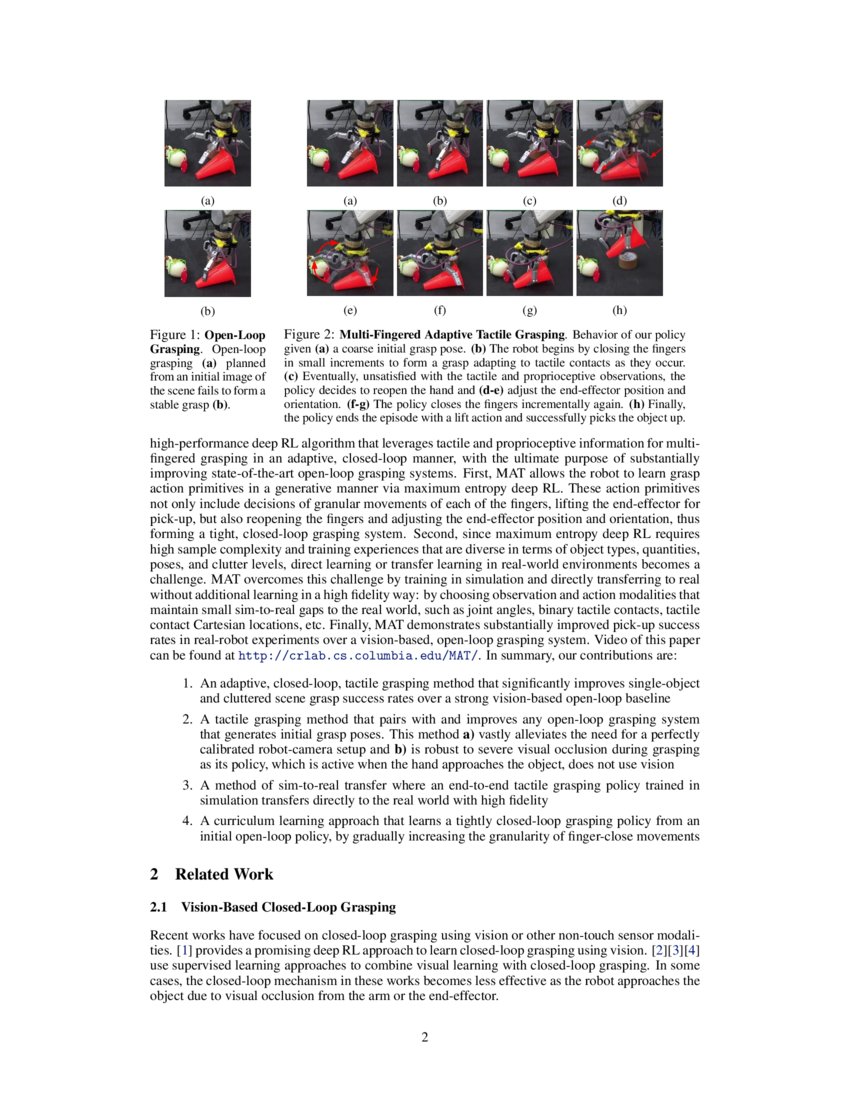 MAT: Multi-Fingered Adaptive Tactile Grasping via Deep Reinforcement ...