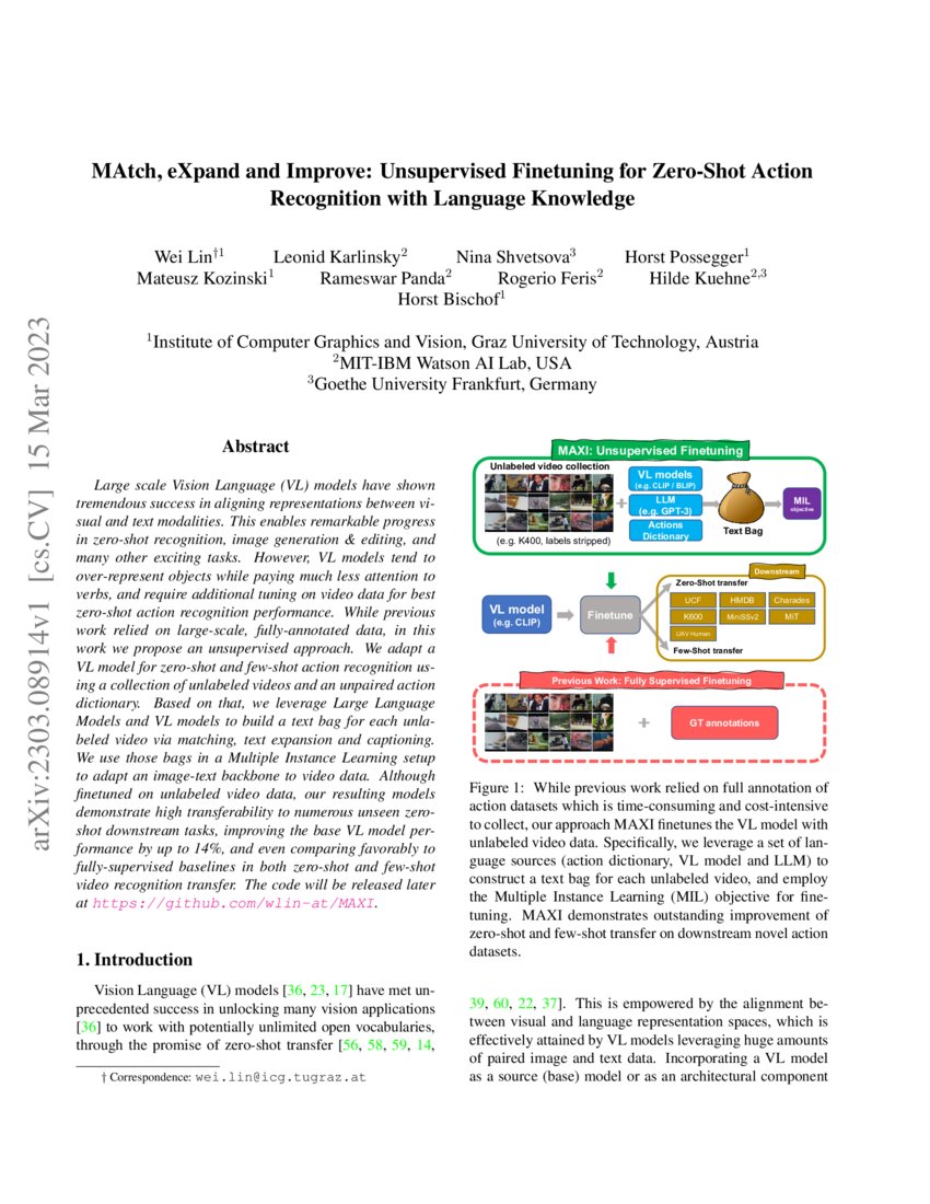 MAtch, eXpand and Improve: Unsupervised Finetuning for Zero-Shot Action ... MAtch, eXpand and Improve: Unsupervised Finetuning for Zero-Shot Action ...