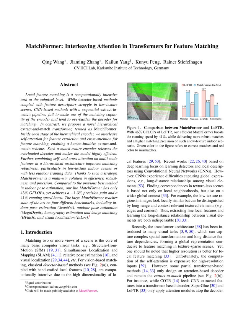 MatchFormer: Interleaving Attention in Transformers for Feature Matching | DeepAI