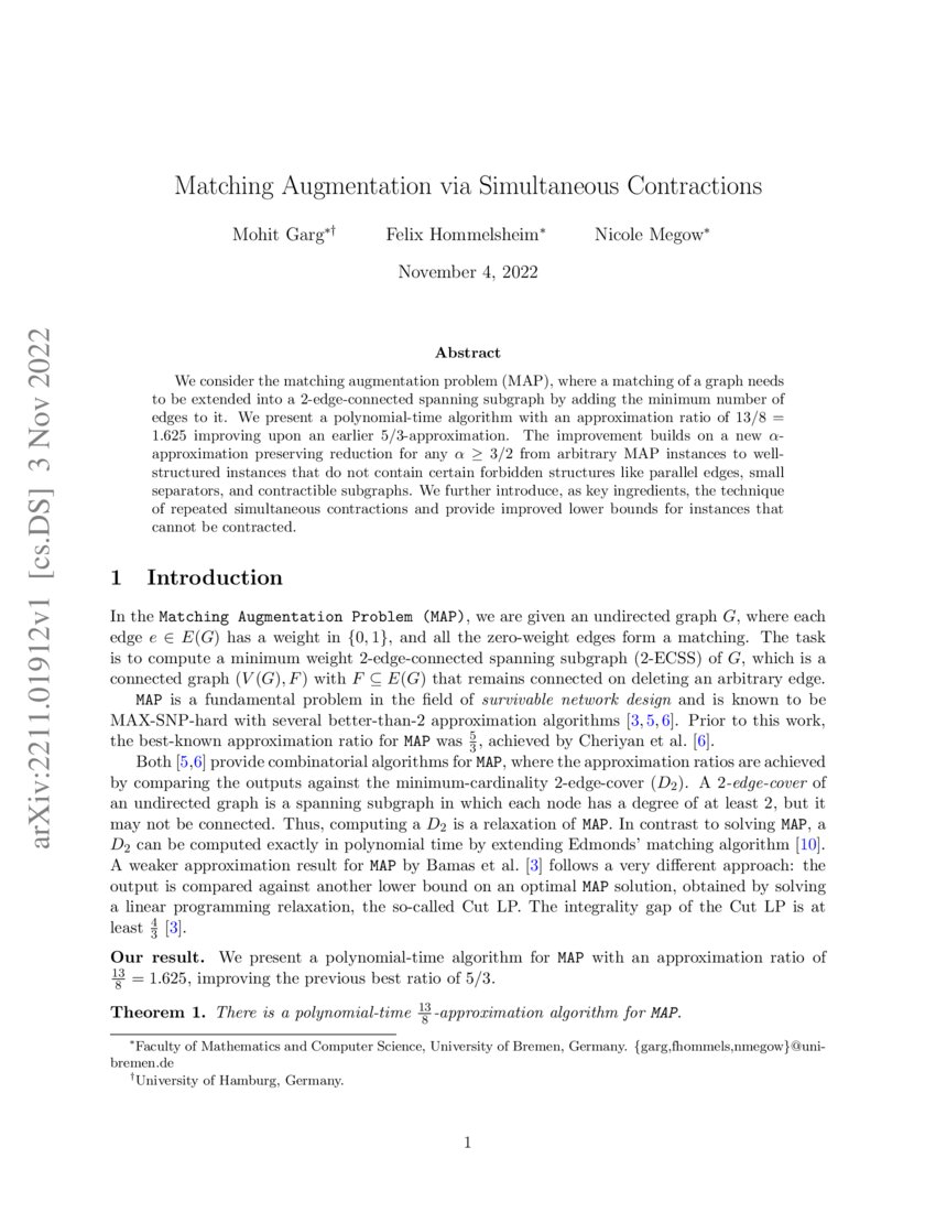 Matching Augmentation via Simultaneous Contractions | DeepAI