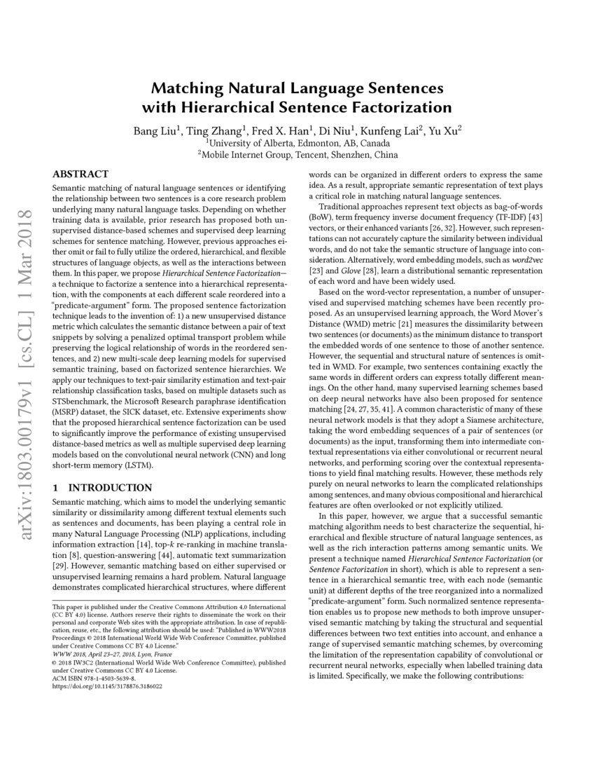 Matching Natural Language Sentences with Hierarchical Sentence Factorization | DeepAI