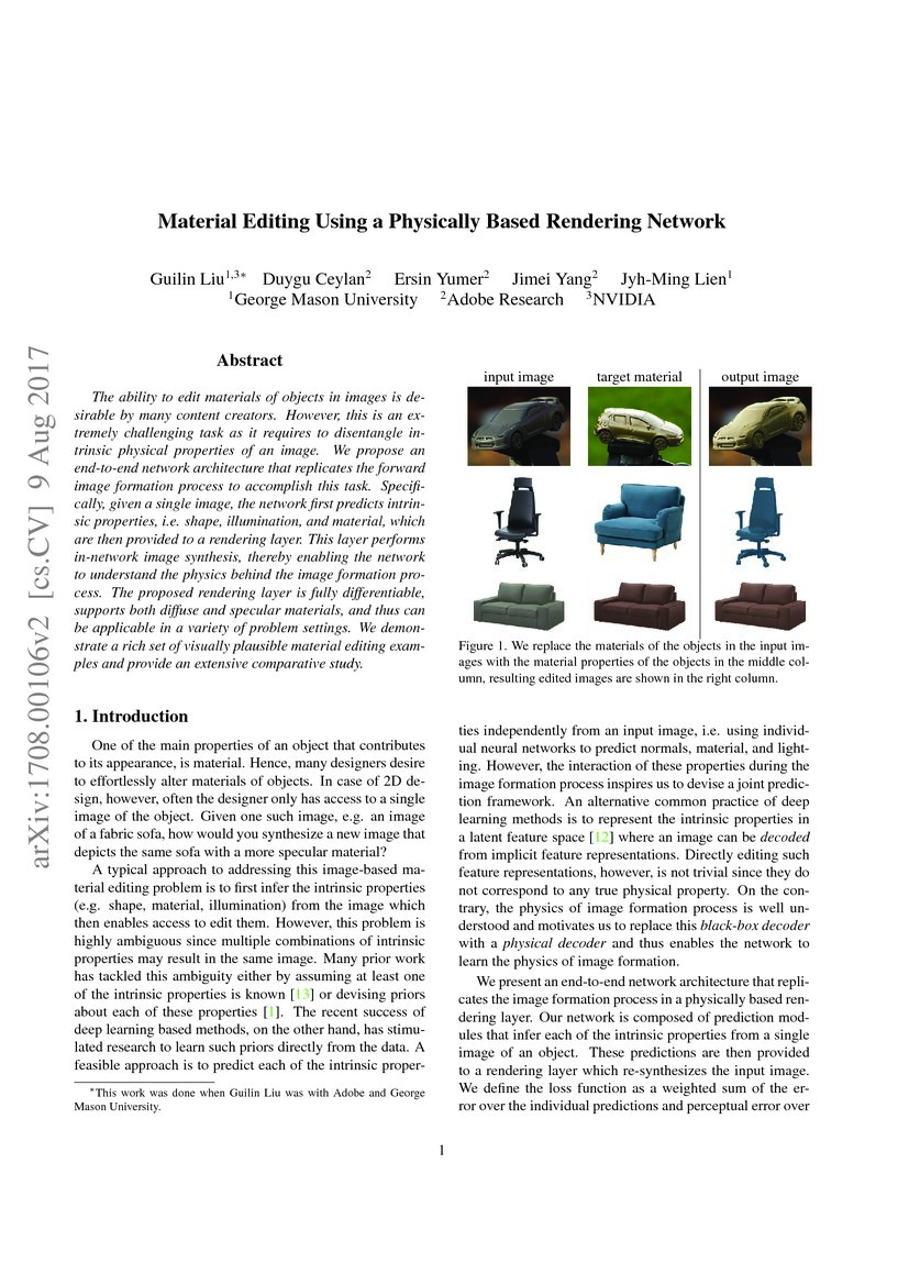 Material Editing Using a Physically Based Rendering Network | DeepAI