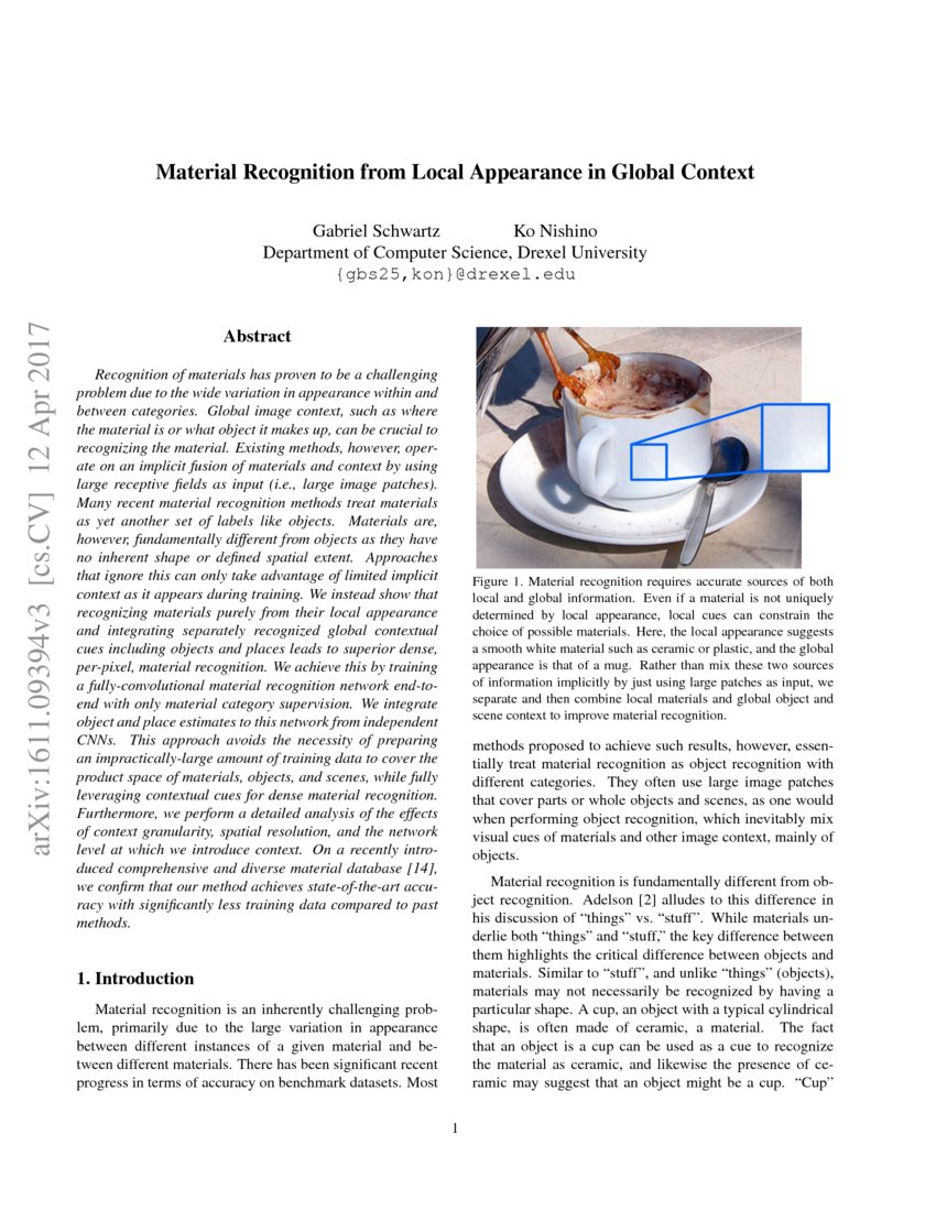 Material Recognition from Local Appearance in Global Context | DeepAI