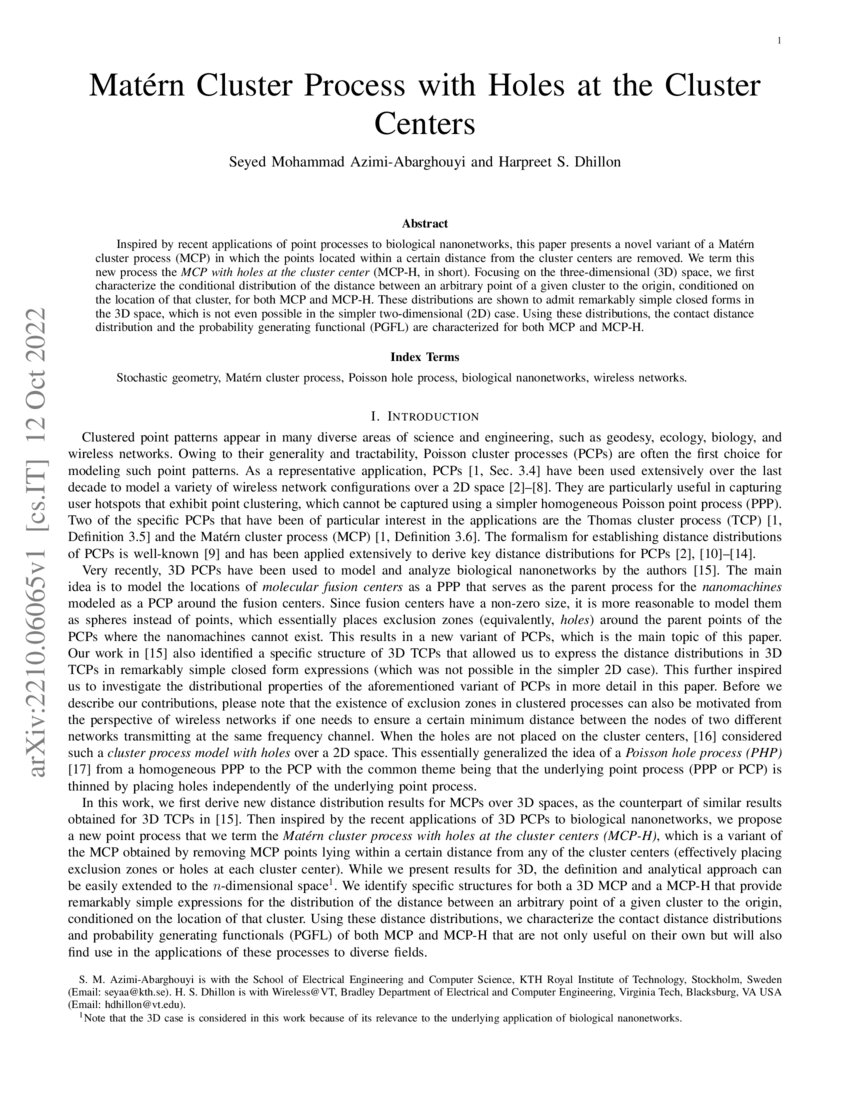 Matern Cluster Process with Holes at the Cluster Centers | DeepAI