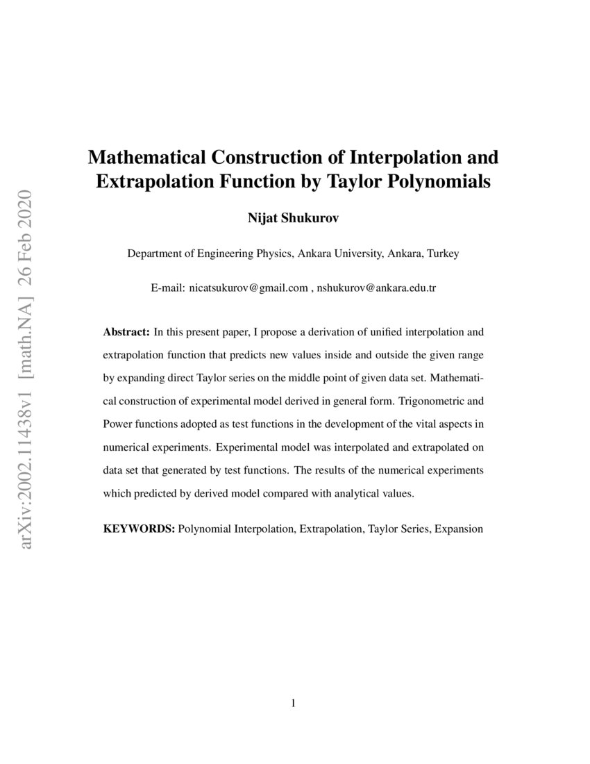 Mathematical Construction Of Interpolation And Extrapolation Function By Taylor Polynomials Deepai 