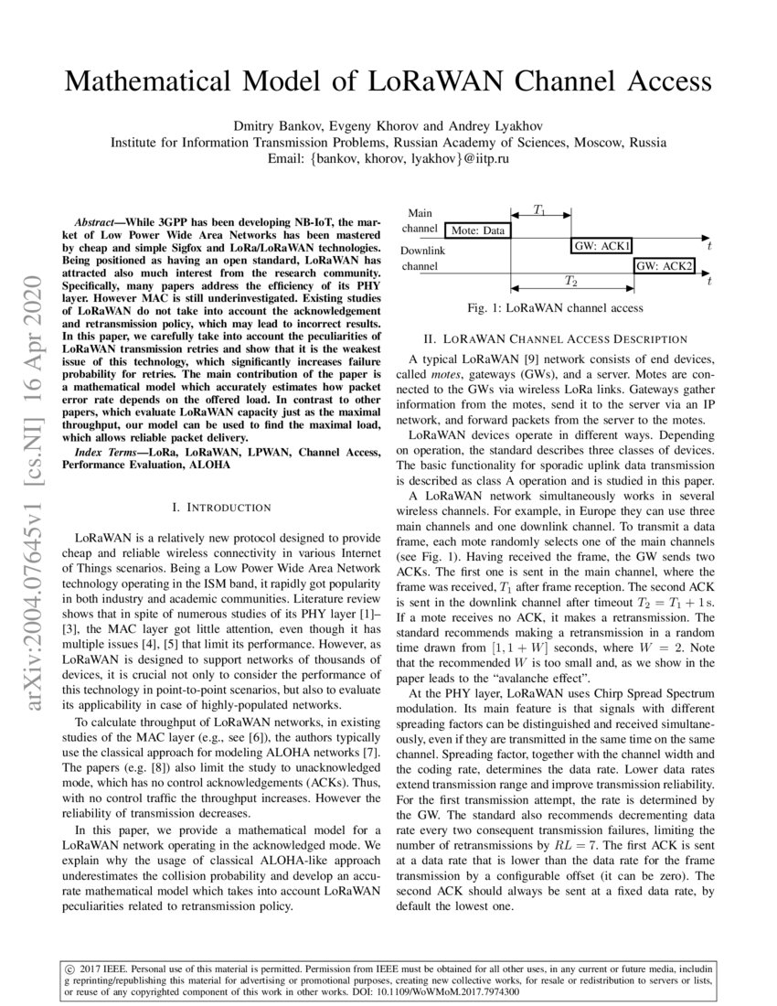 Mathematical model of LoRaWAN channel access | DeepAI