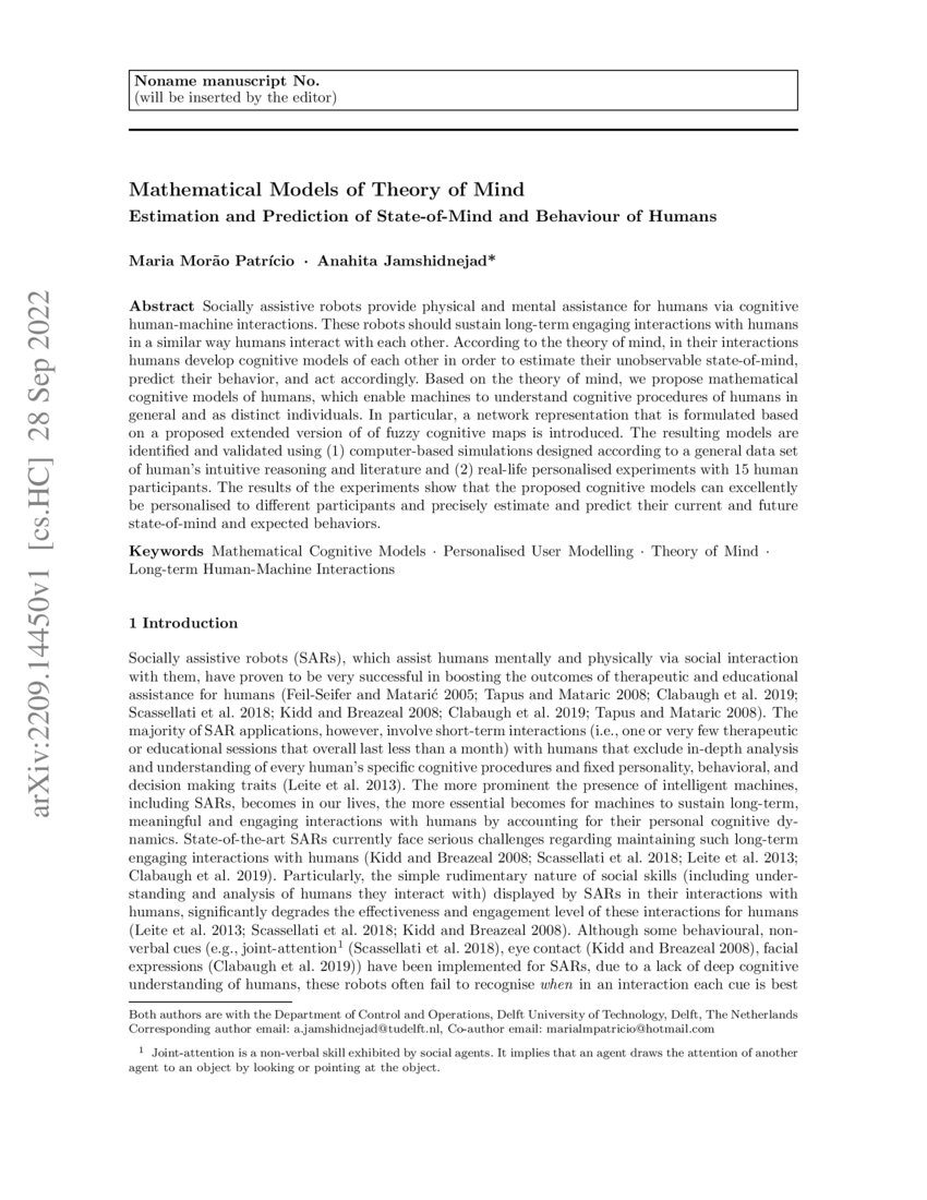 Mathematical Models of Theory of Mind | DeepAI