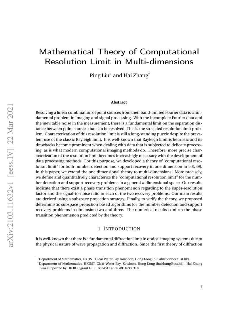 Mathematical Theory of Computational Resolution Limit in Multi ...