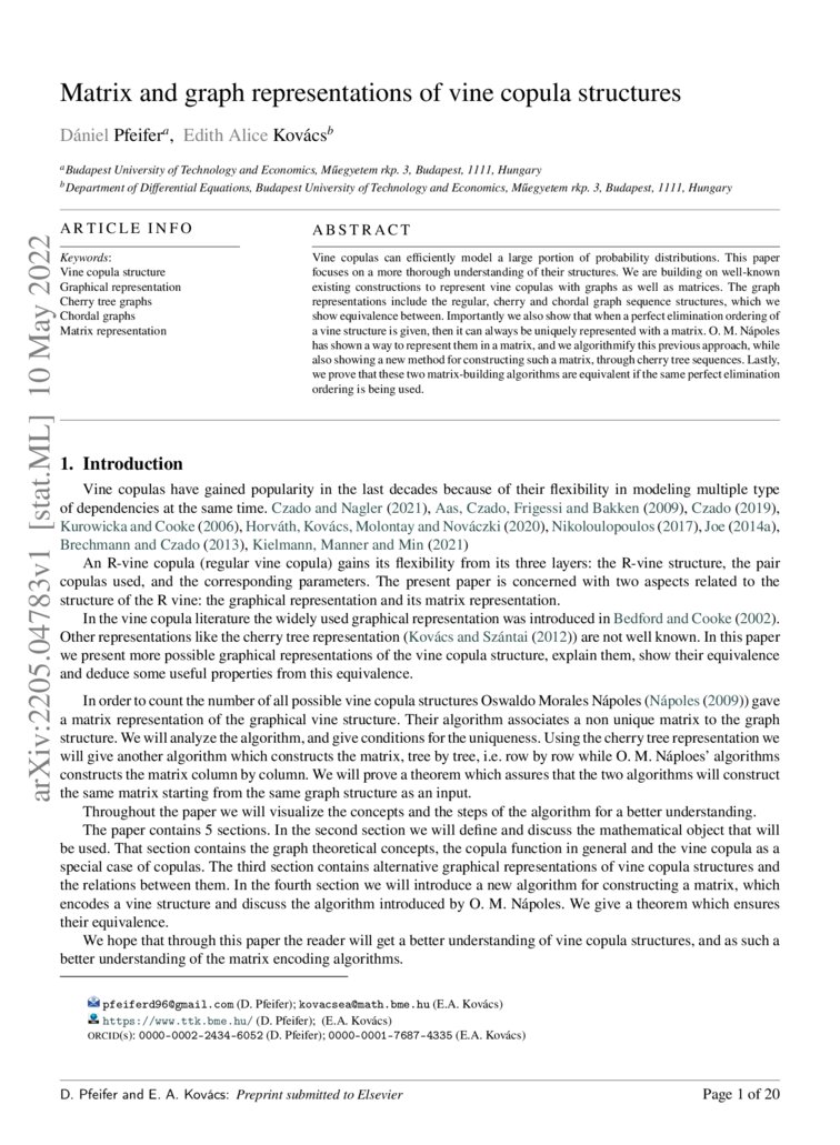 Matrix and graph representations of vine copula structures | DeepAI