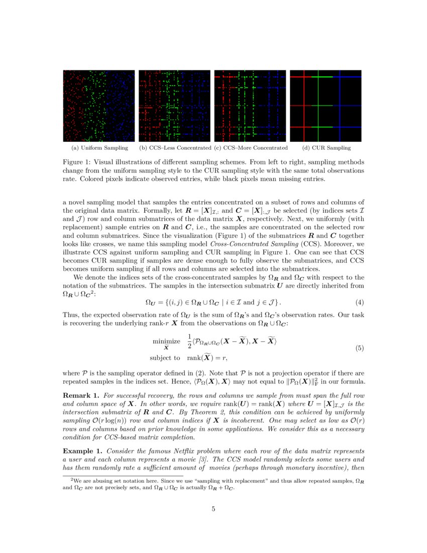 Matrix Completion With Cross Concentrated Sampling Bridging Uniform Sampling And Cur Sampling