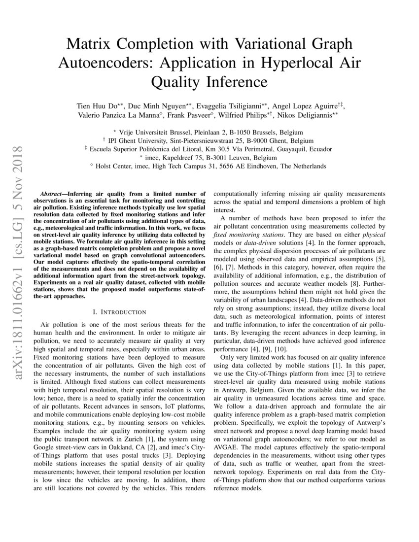 Matrix Completion With Variational Graph Autoencoders Application In Hyperlocal Air Quality 