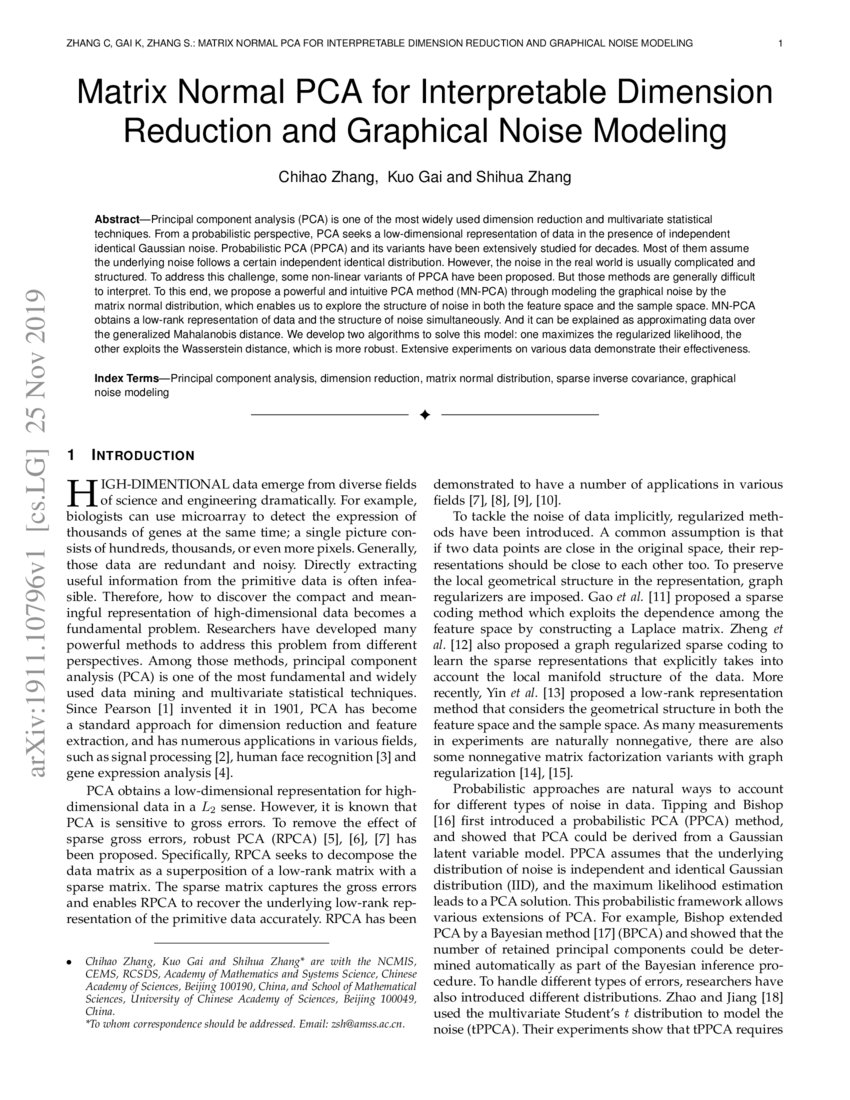 Matrix Normal PCA for Interpretable Dimension Reduction and Graphical ... Matrix Normal PCA for Interpretable Dimension Reduction and Graphical ...