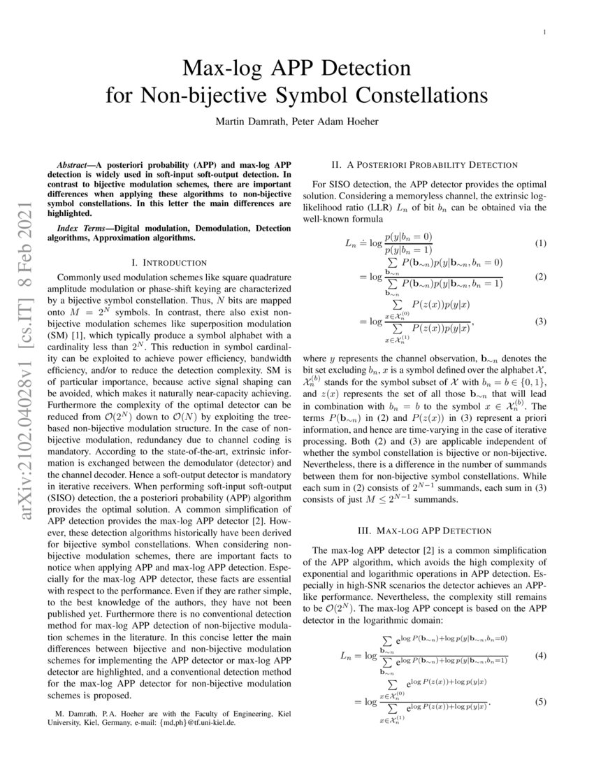 Max Log App Detection For Non Bijective Symbol Constellations Deepai 