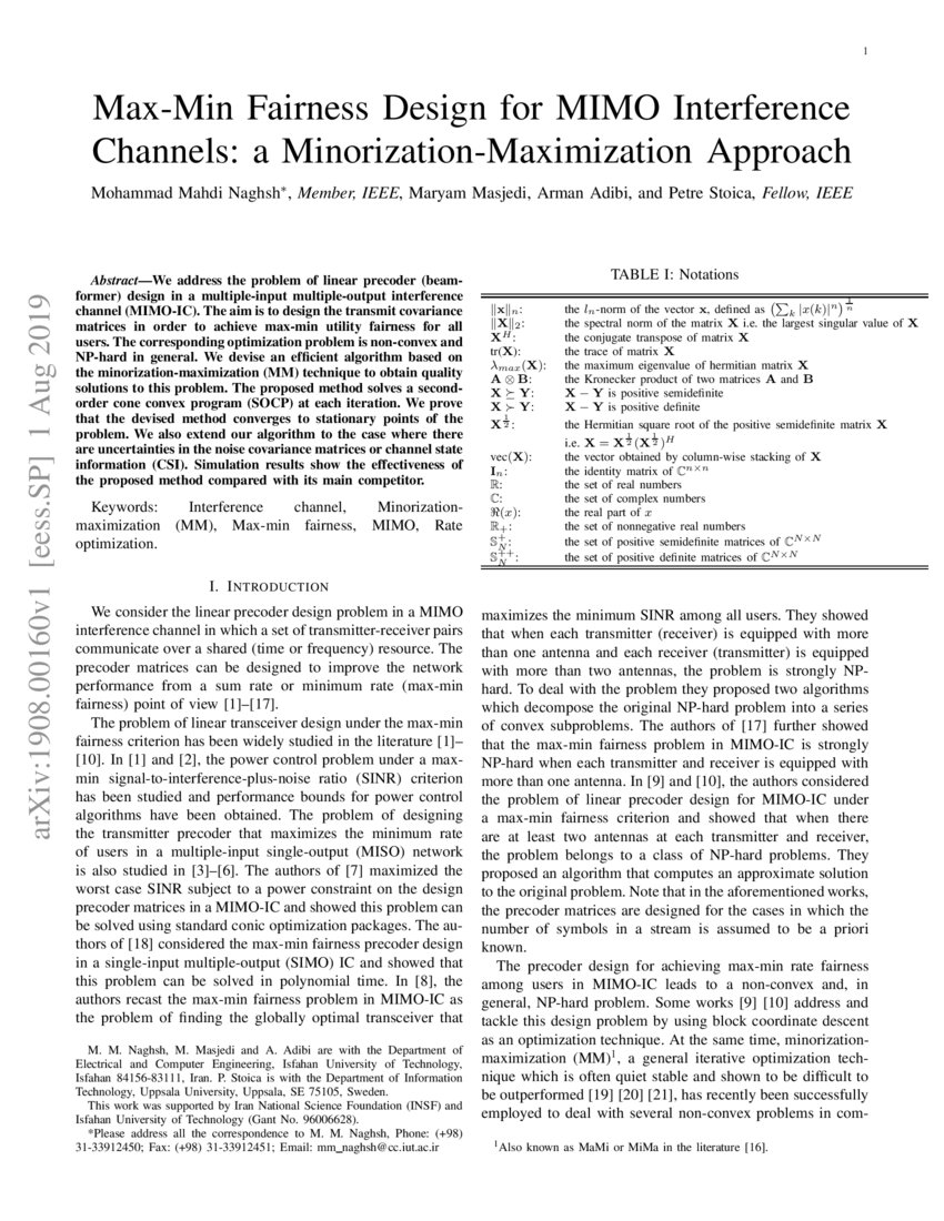 Max-Min Fairness Design for MIMO Interference Channels: a Minorization ...