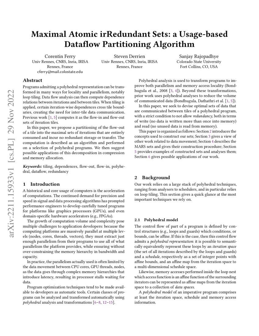 Maximal Atomic irRedundant Sets: a Usage-based Dataflow Partitioning Algorithm | DeepAI