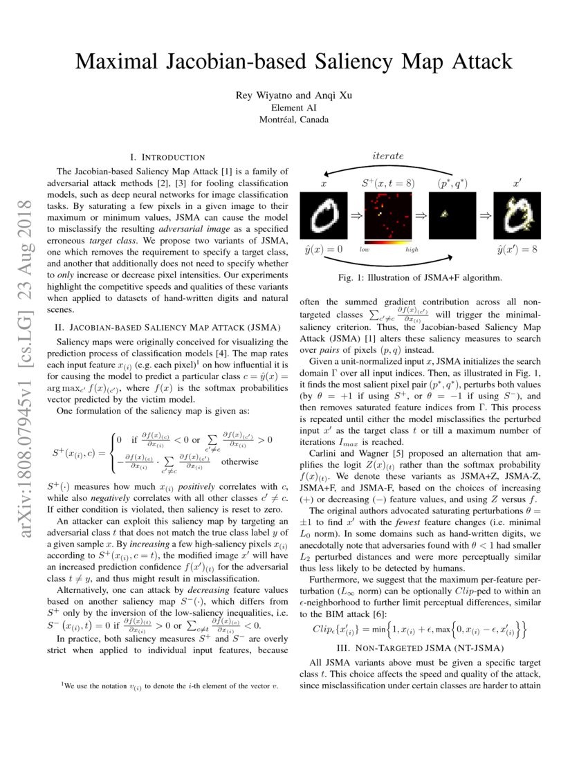 Maximal Jacobian-based Saliency Map Attack | DeepAI