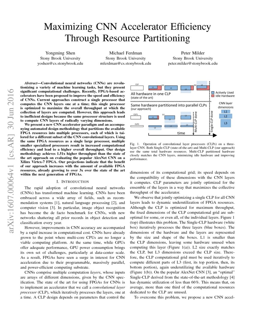 Maximizing CNN Accelerator Efficiency Through Resource Partitioning | DeepAI