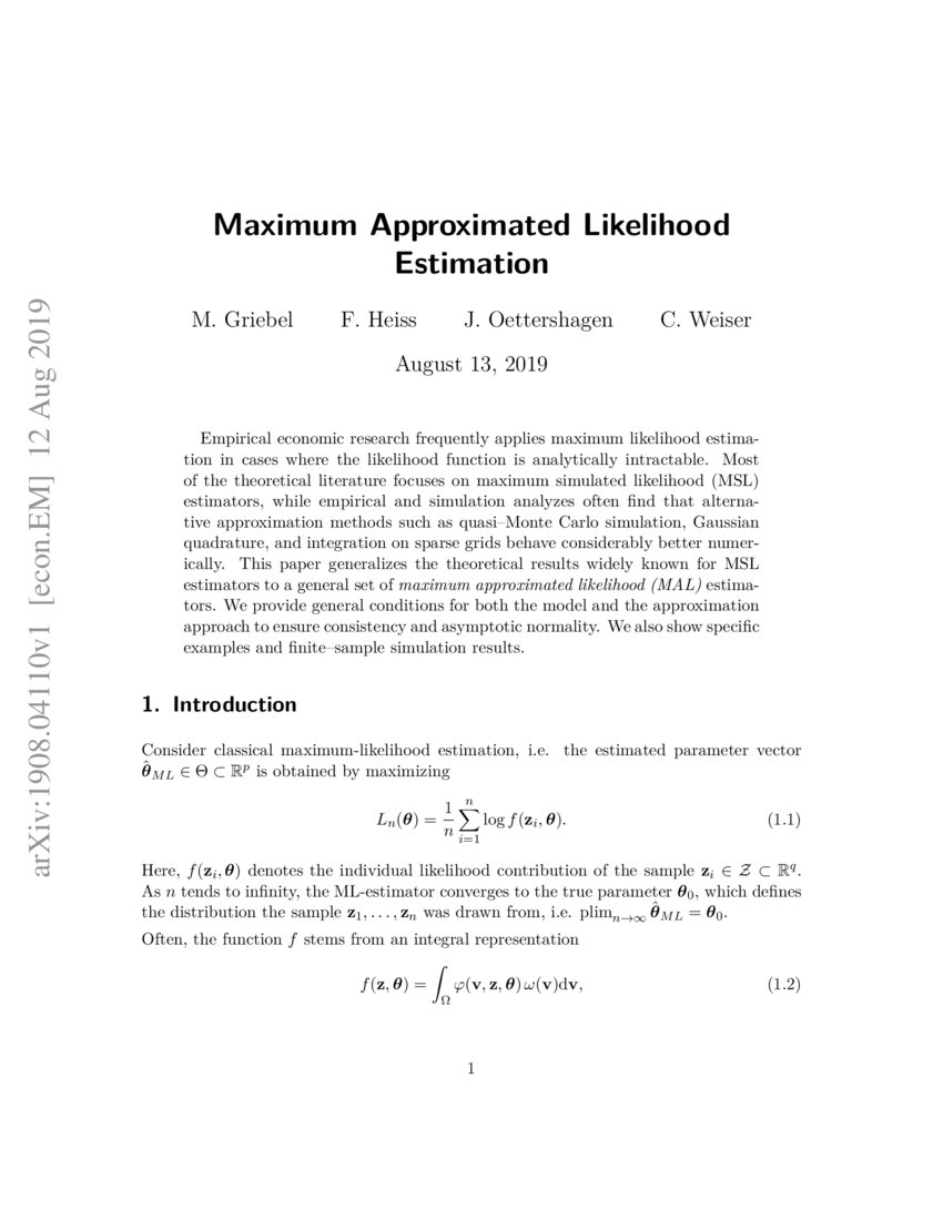 Maximum Approximated Likelihood Estimation | DeepAI
