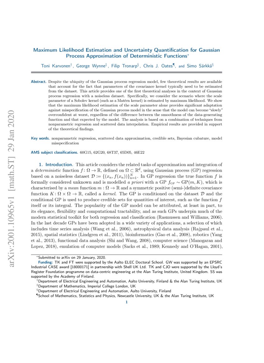 Maximum likelihood estimation and uncertainty quantification for Gaussian process approximation ...